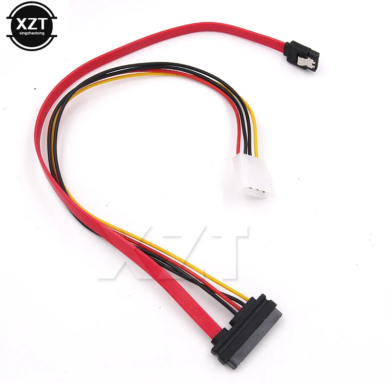 Newest 30cm SATA Combo 15 Pin Power and 7 Pin Data Cable 4 Pin Molex to Serial ATA Lead cable ...