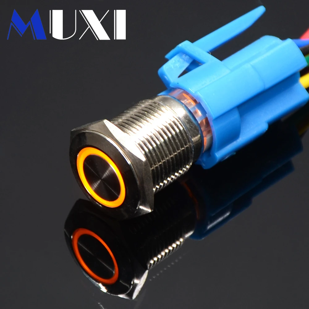 1Pc 19mm Self Reset Waterproof Metal Push Button Switch With LED ...