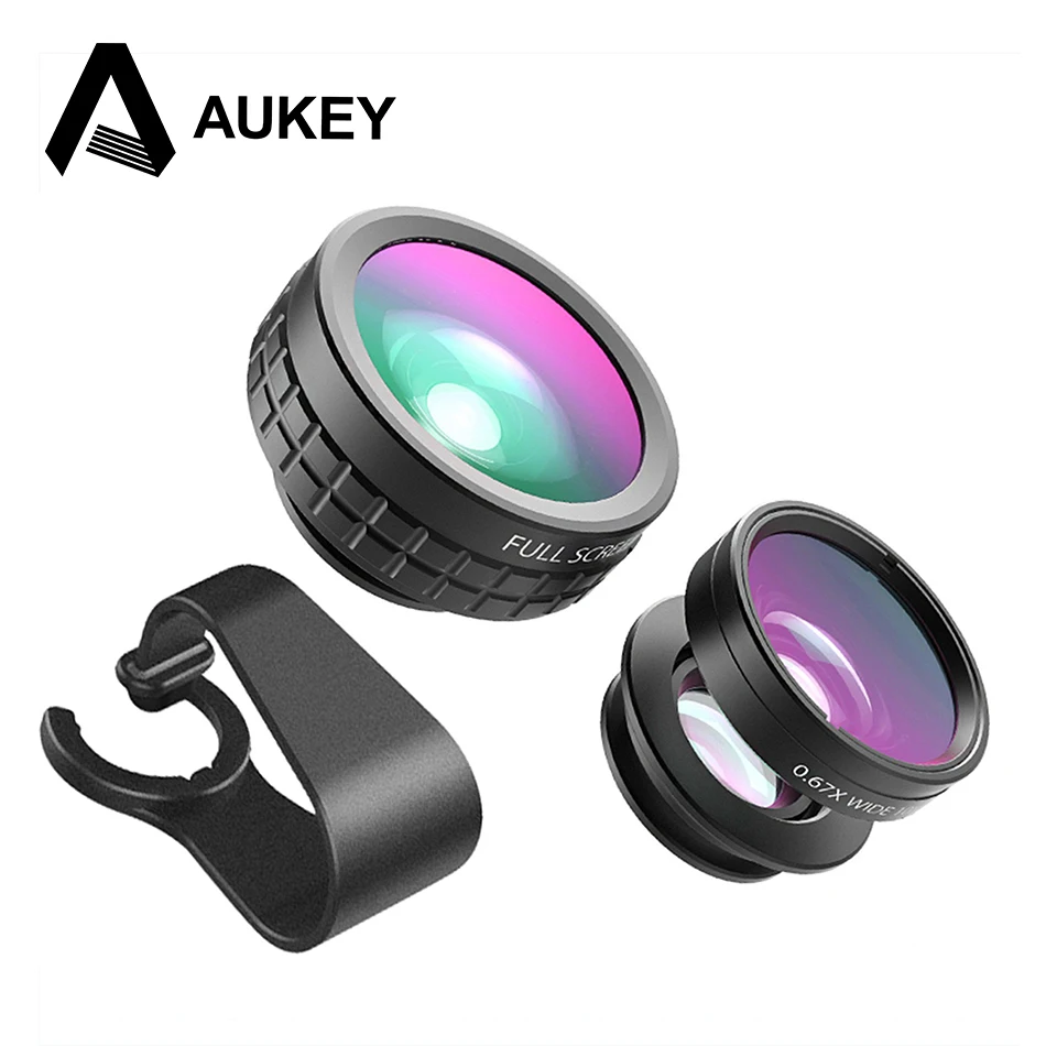AUKEY spy Optic 셀 폰 카메라 Lens Mini Clip on Kit 180 Degree 어안 Lens + 110 ...