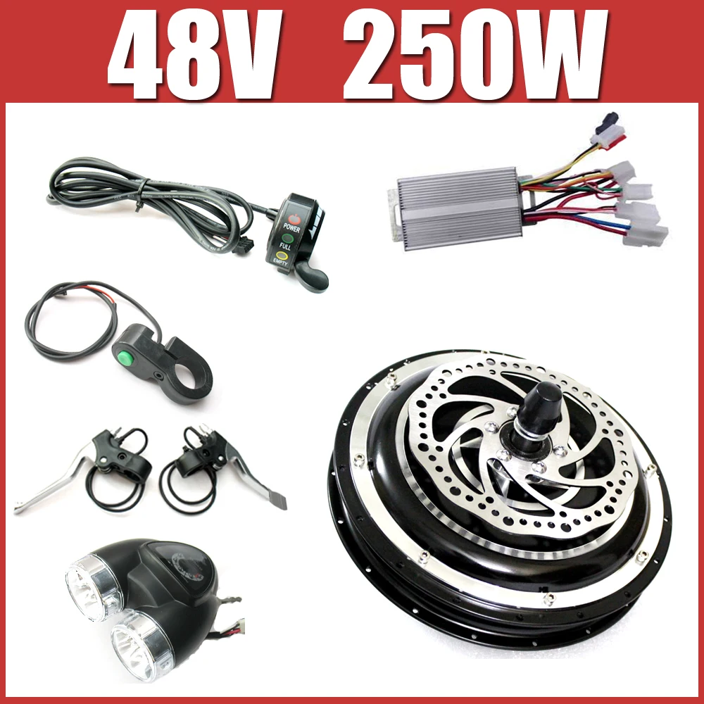 48V 250W Electric Bike Disc brake kit ,DC hub motor conversion kits ...