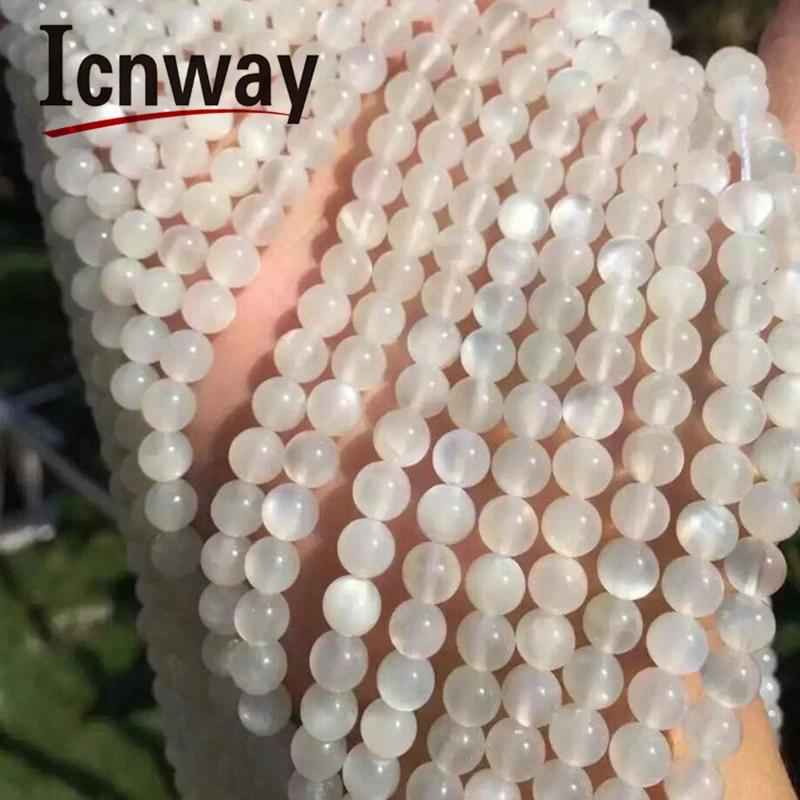 Natural Round White MoonStone Beads 6mm For Jewelry Making 15inches DIY ...