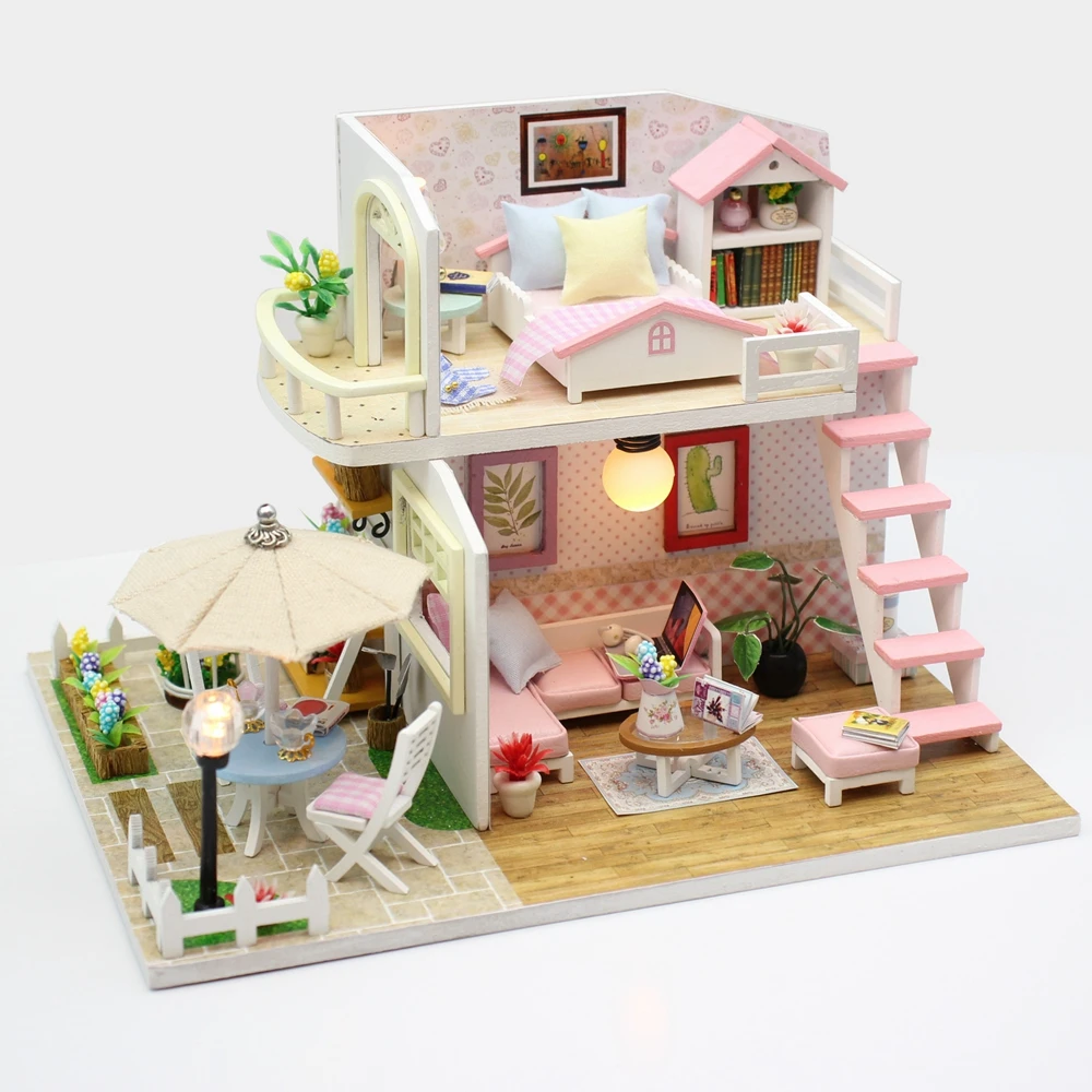 New Furniture Diy Doll House Wooden Miniature Doll Houses Furniture ...