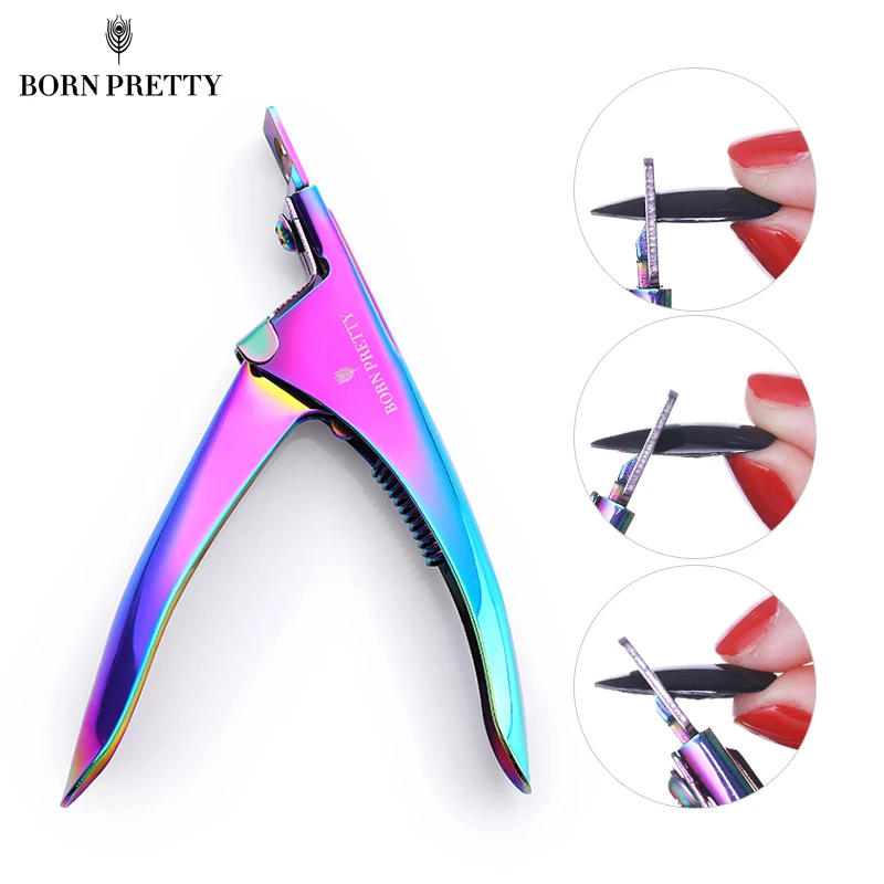 Born Pretty False Nail Tips Clipper Cutter Trimmer Remover Edge Rainbow Stainless Steel Fake