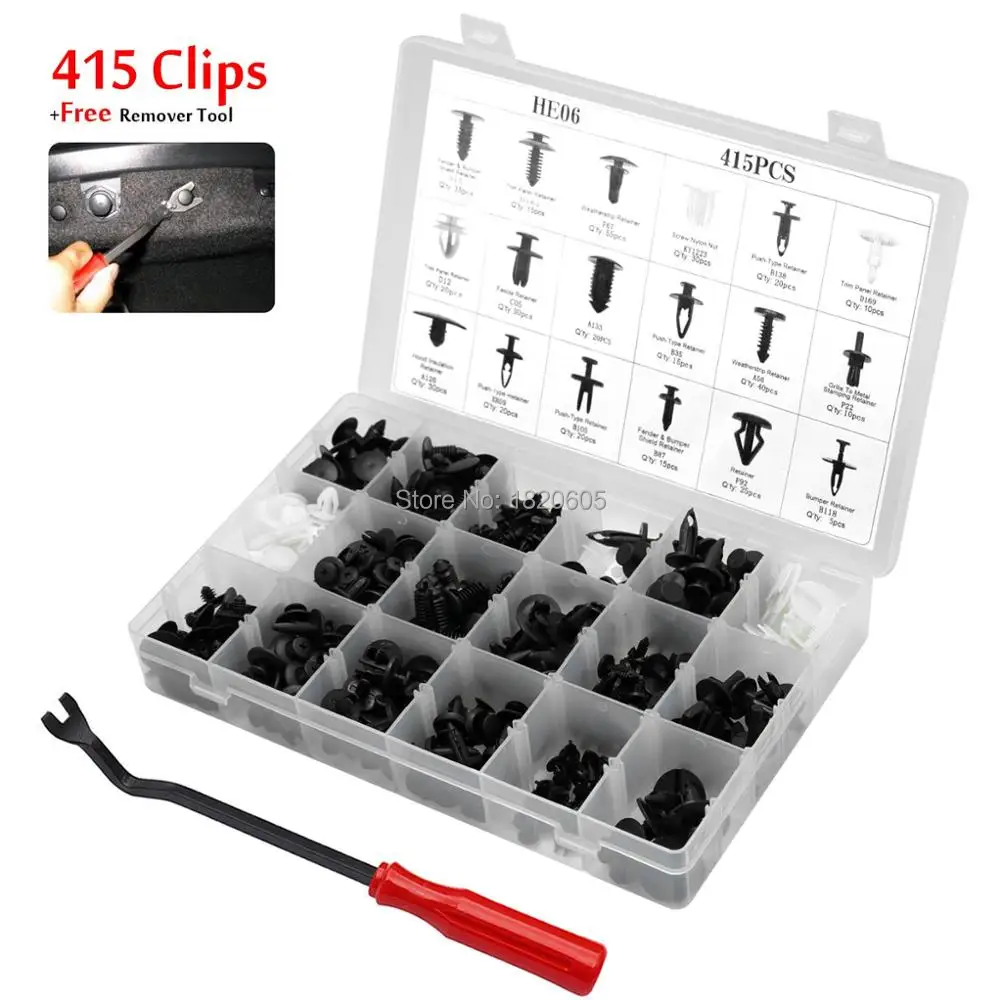 415pcs Auto Push Pin Rivet Trim Bumper Fastener Retainer Clip Panel ...