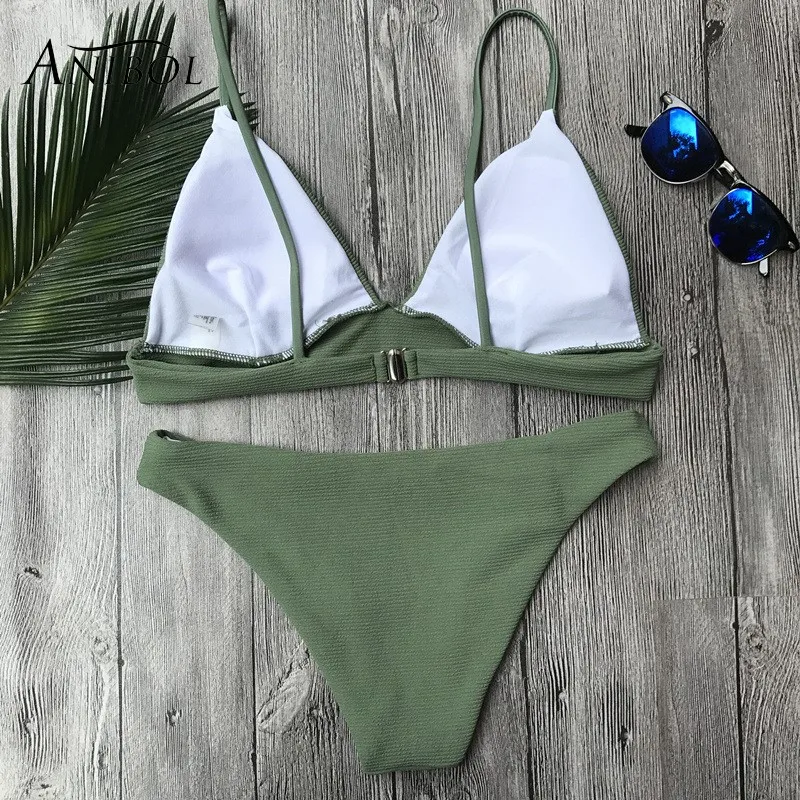Anibol 2017 Sexy Triangle Bikini Set Low Waist Army Green Women ...