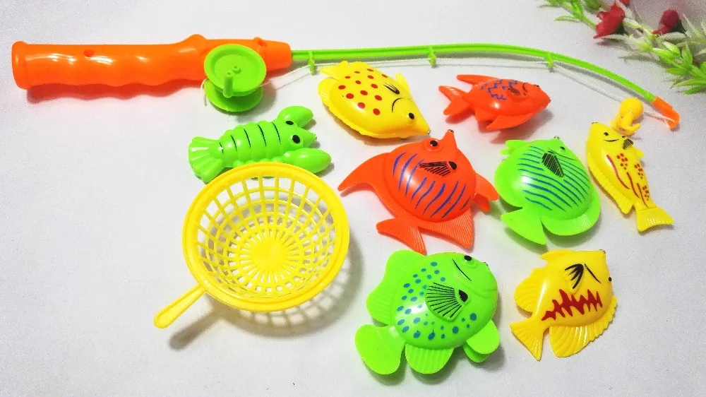 10pcs-Set-Magnetic-Fishing-Toy-Game-Kids-1-pieces-Rod-1-net-8-3D-Fish ...