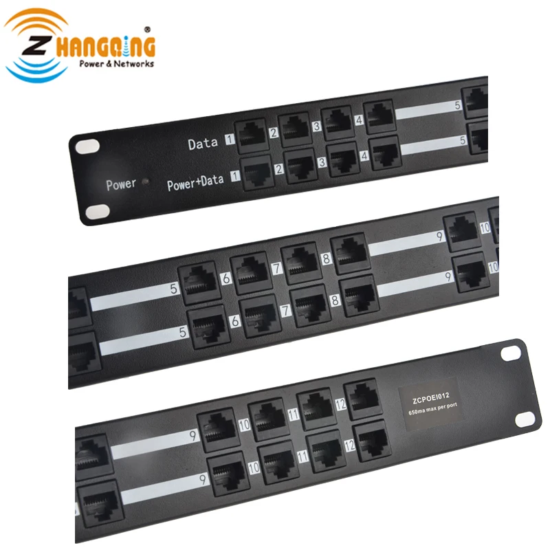 Zqpoei012 Passive12 Port Poe Injector 100mbps Poe Patch Panel 48v For ...