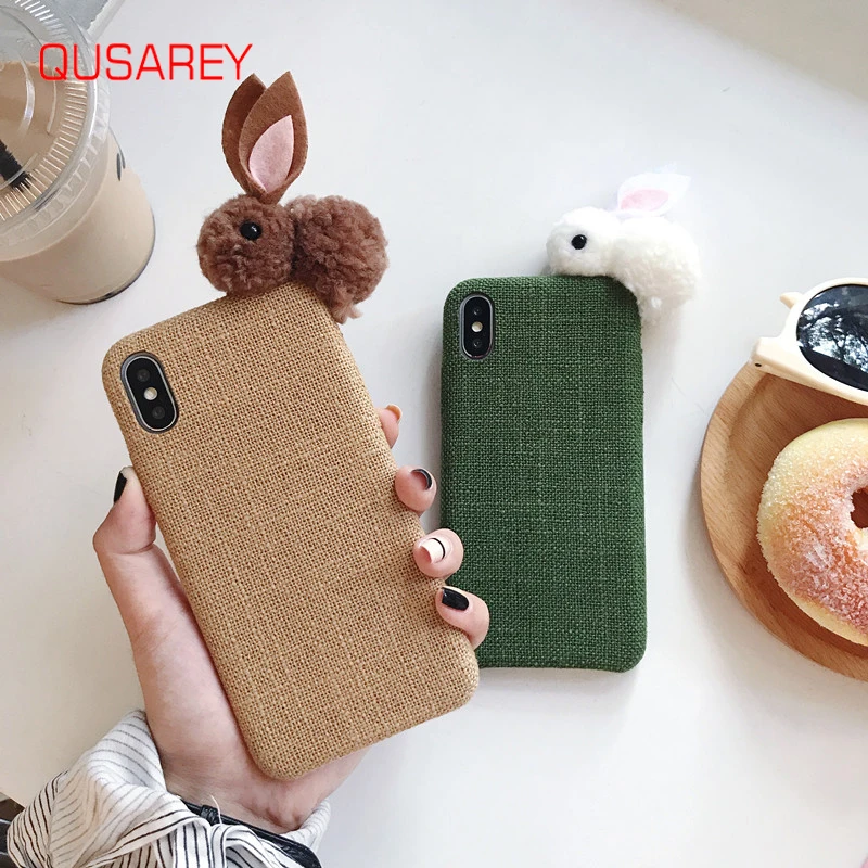 QUSAREY Cute Rabbit Animal Phone Case For iphone 6s 7P 8 plus X Hand ...