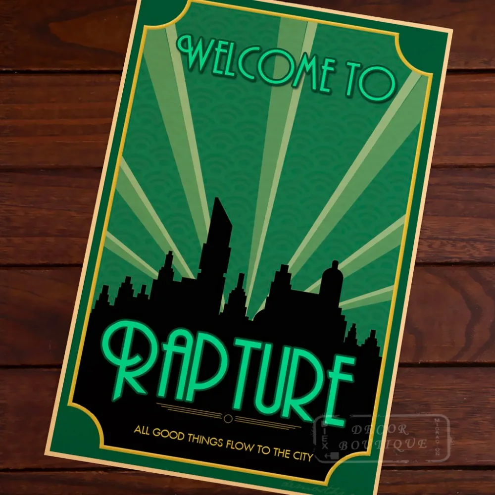 Welcometo Rapture Vintage Poster Decor Online Pictures Diy Wall Sticker ...