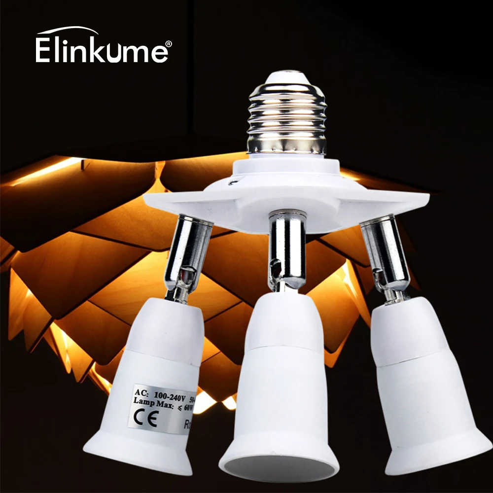 Elinkume Lamp Base Lamp Holder Converter 360 Degrees Flexible E26/E27 ...