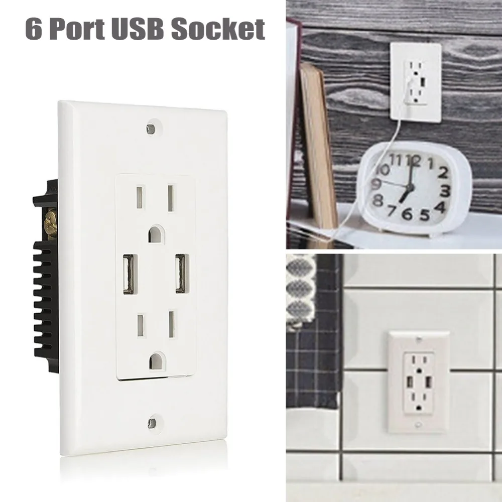 Aliexpress.com : Buy 6 Port Power Socket AC110 250V 3400mA Wall Socket ...