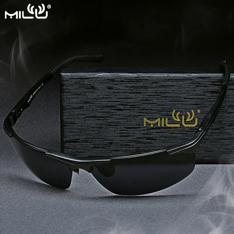 MILU Marca Diseño Logo De Aluminio Magnesio Gafas de Sol Polarizadas de ...