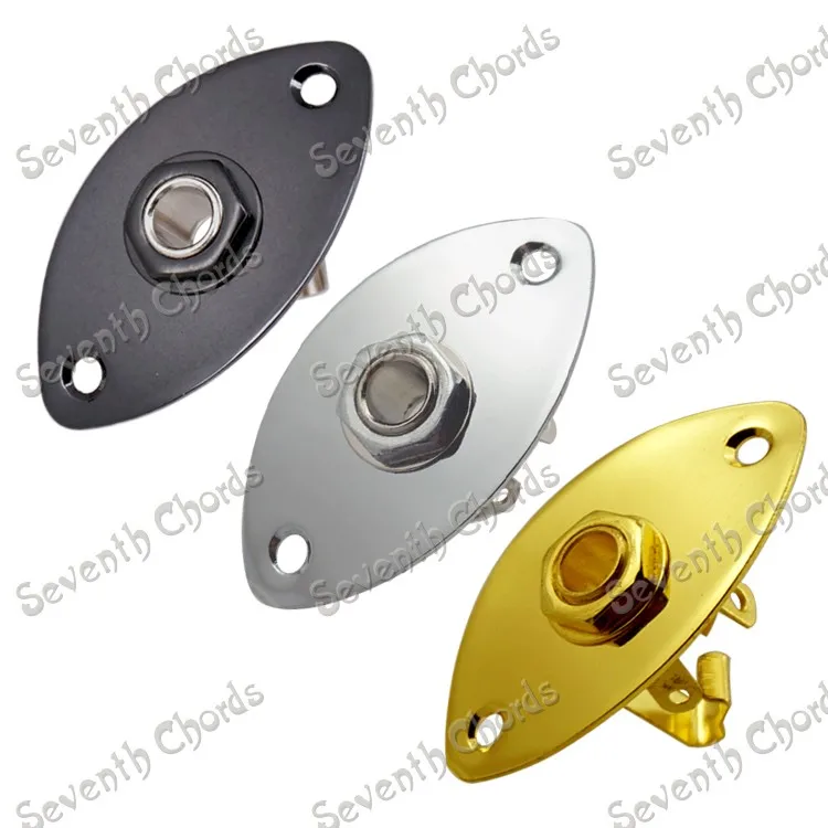 3 Pcs Oval Curved Jack Plate With 6.35mm 1/4" Output Input Jack Socket ...