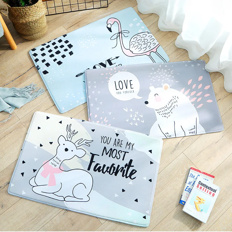 Kawaii Welcome Floor Mats Cartoon Printed Bathroom Kitchen Carpets Door ...