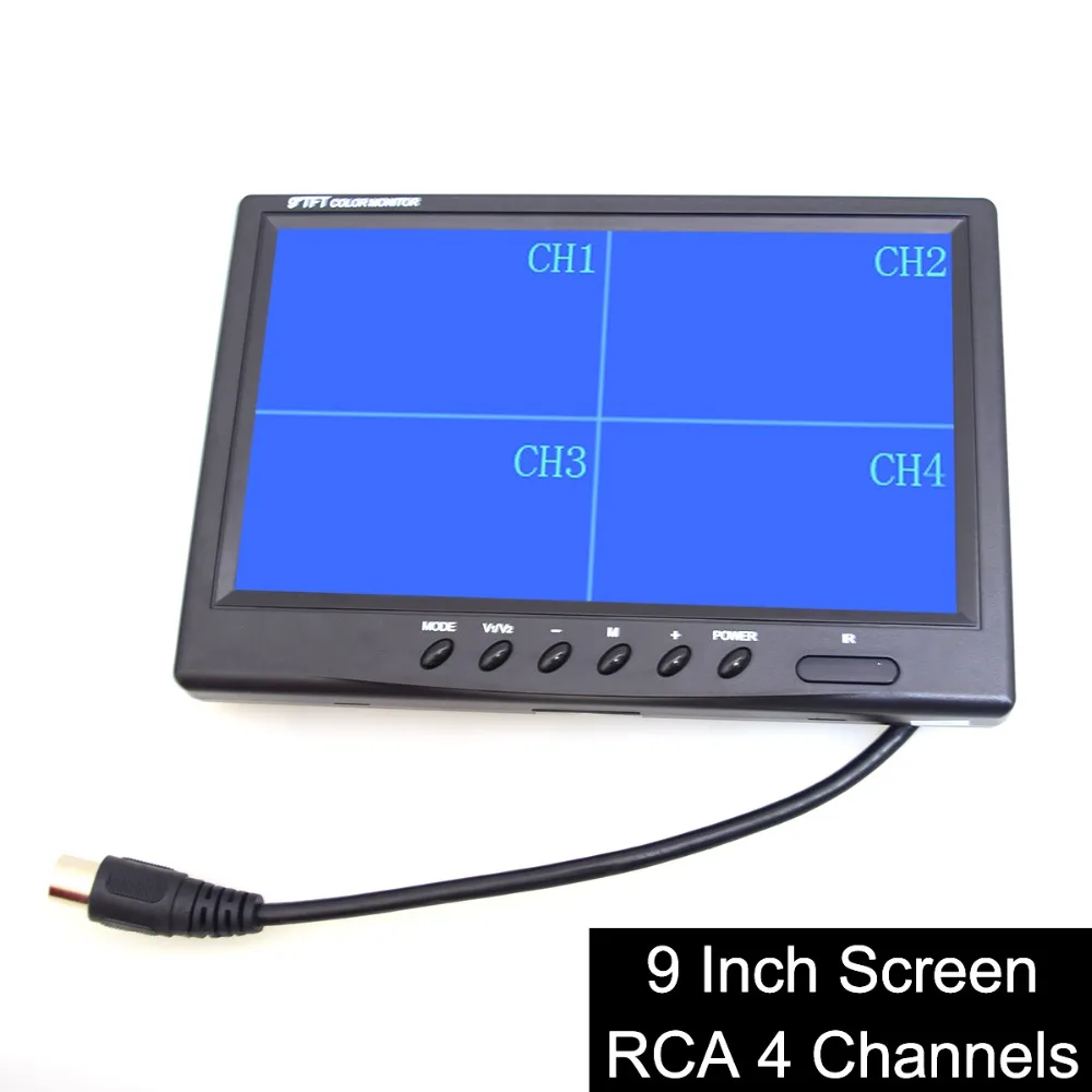 9" TFT LCD Quad Split Monitor for Auto Truck CCTV Surveillance, Remote ...