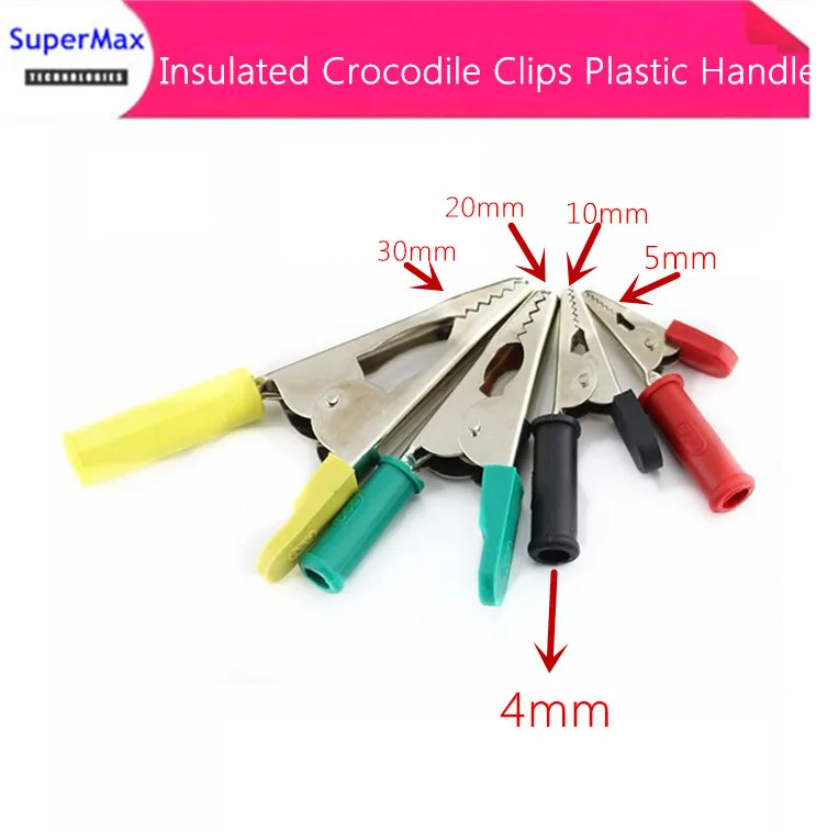 Insulated Crocodile Clips Plastic Handle Cable Lead Testing Metal ...