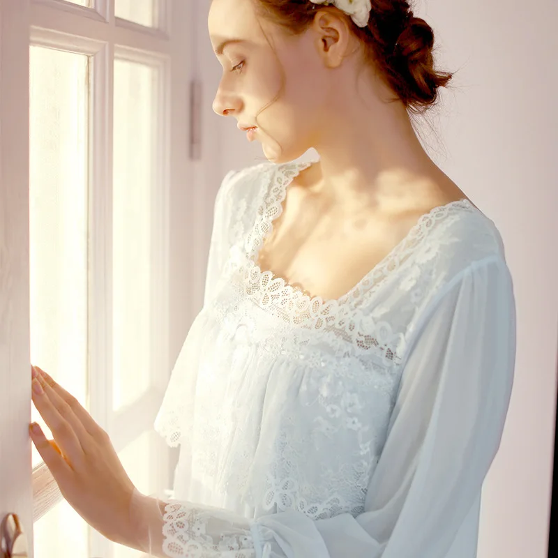 New Female Sexy Lace Nightdress Nightgown Sweet Female Gauze Princess