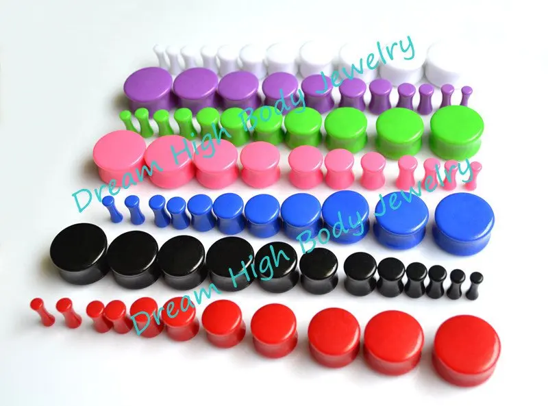 New Neon Multicolour Color Acrylic Double Flared Flesh Plug PMMA Ear ...