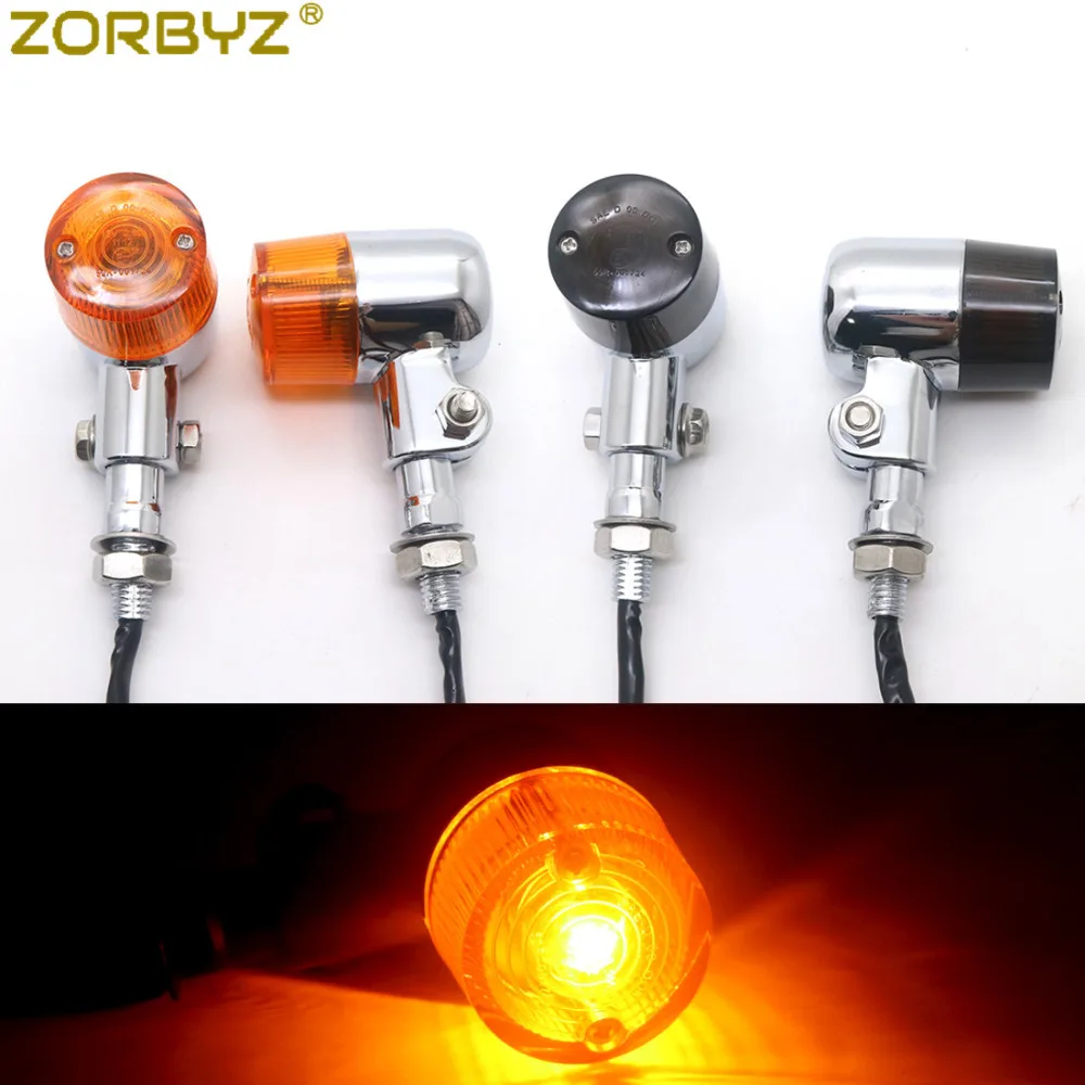 ZORBYZ Motorcycle Chrome Metal Retro Turn Signal Indicator Light For ...