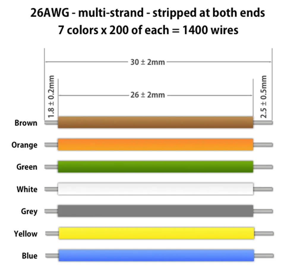 Aliexpress.com : Buy 1400pcs 26AWG 30mm 7 Colors Each 200pcs Brown ...