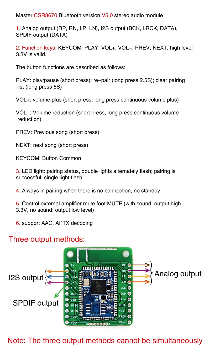 Monday Kids 1PC CSR8670 Bluetooth V5.0 Low Power Bluetooth Audio Module ...