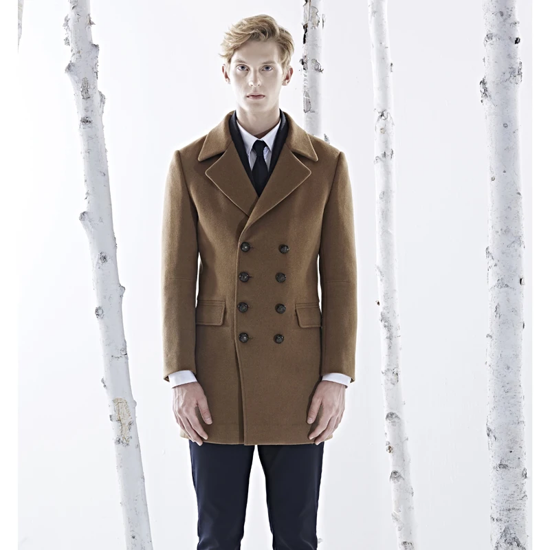 2018 New Men Woolen Coat Fashion Long Wool Coat Wool Jacket Men ...