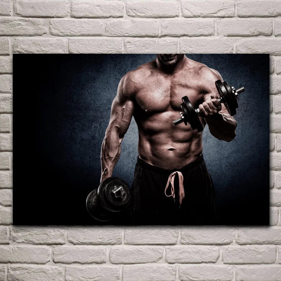 barbell gym muscle man bodybuilder power posters on the wall picture ...