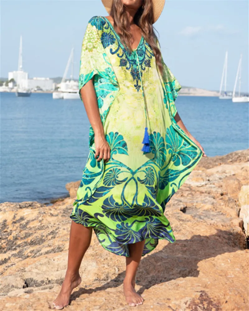 Cotton Long Beach Dress Beach Coverups For Women Pareo De Plage