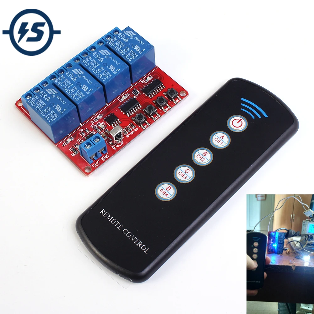 12V 4 Channel IR Infrared Receiver Board Delay Relay Driving Module + 5 ... 12V 4 Channel IR Infrared Receiver Board Delay Relay Driving Module + 5 ...