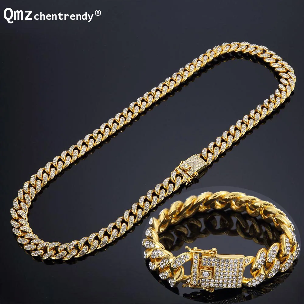 Conjunto de joyería de circonia cúbica estilo Hip hop, collares con ...