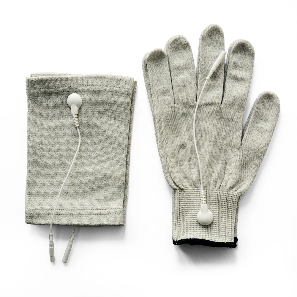 Conductive-Slivery-Fiber-Electrode-Massage-Gloves-Elbow-pads-4pcs ...