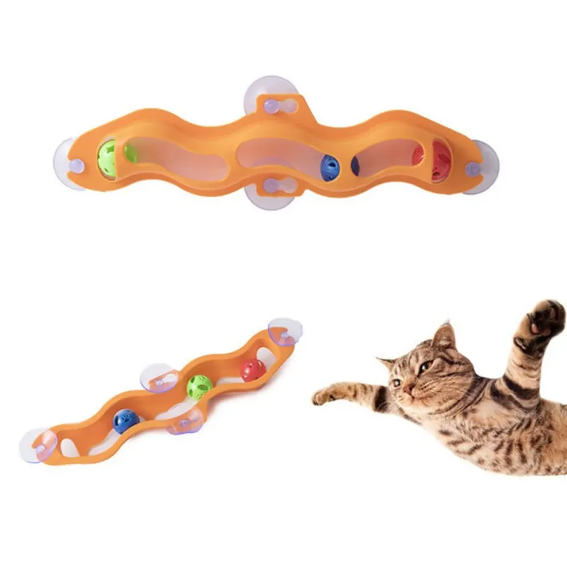 Cat Toys Mounts To Window Sucker Toy Ball Track With 3 Balls ...