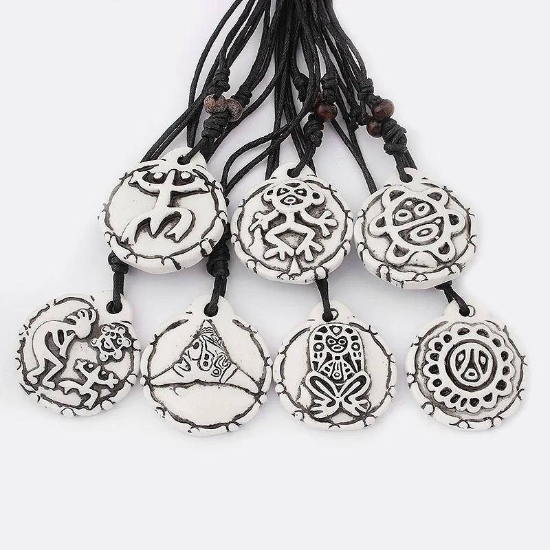 Collar con colgante de hueso de Yak Taino Coqui Frog Cemi, Tortuga del ...