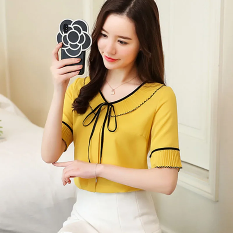 Women Spring Summer Style Cute Chiffon Blouses Shirts Lady Girls Casual ...