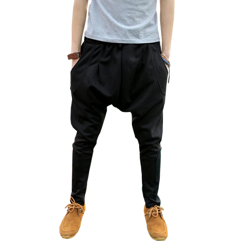 Men Casual Front Baggy Harem Pants Loose Slacks Drop Crotch Pants Men ...