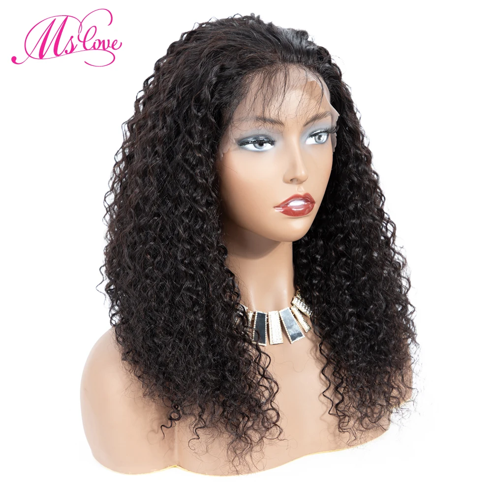 Peluca de cabello humano rizado con malla Frontal, pelo Remy brasileño ...