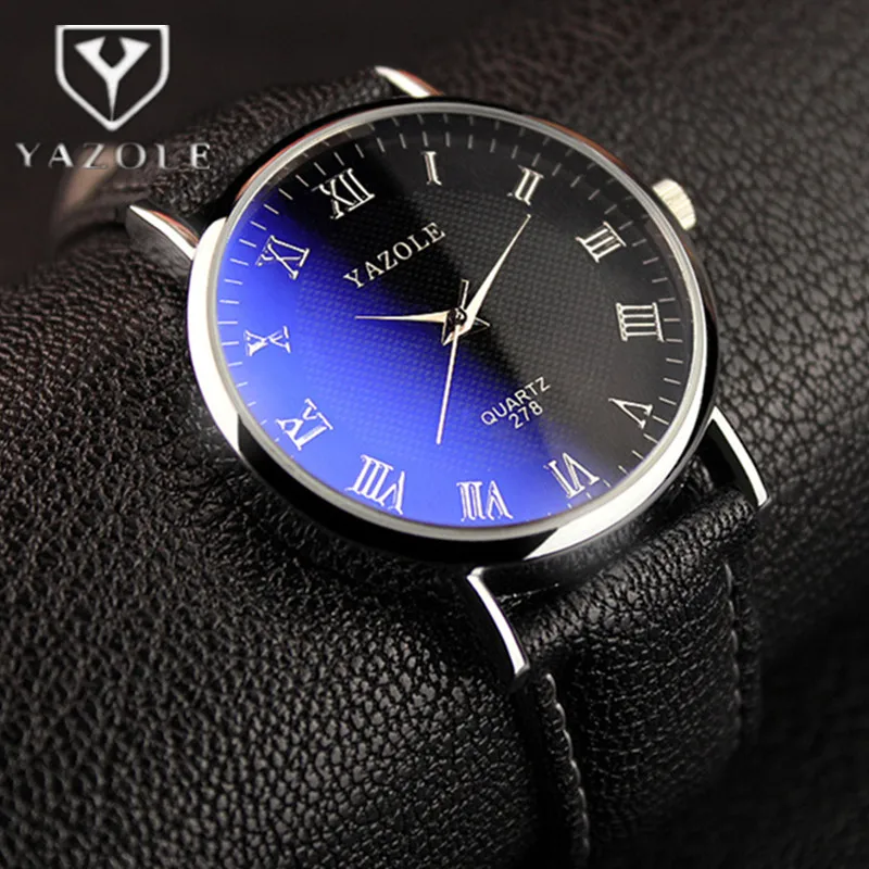 Top Brand Luxury Blue Glass YAZOLE Watch Men Watch Fashion Roman Quartz ...