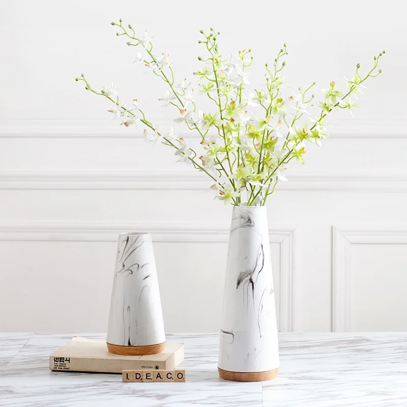 Creative Ceramic Marble Texture Vase Office Desktop Plant Artificial ...