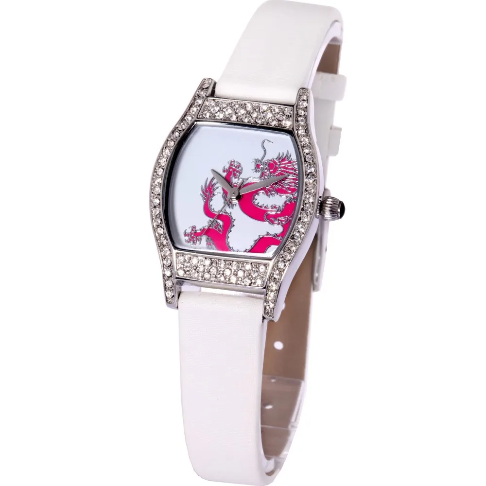 TIME100 Elegance Ladies Quartz Watch Dragon Pattern Diamond Tonneau ...