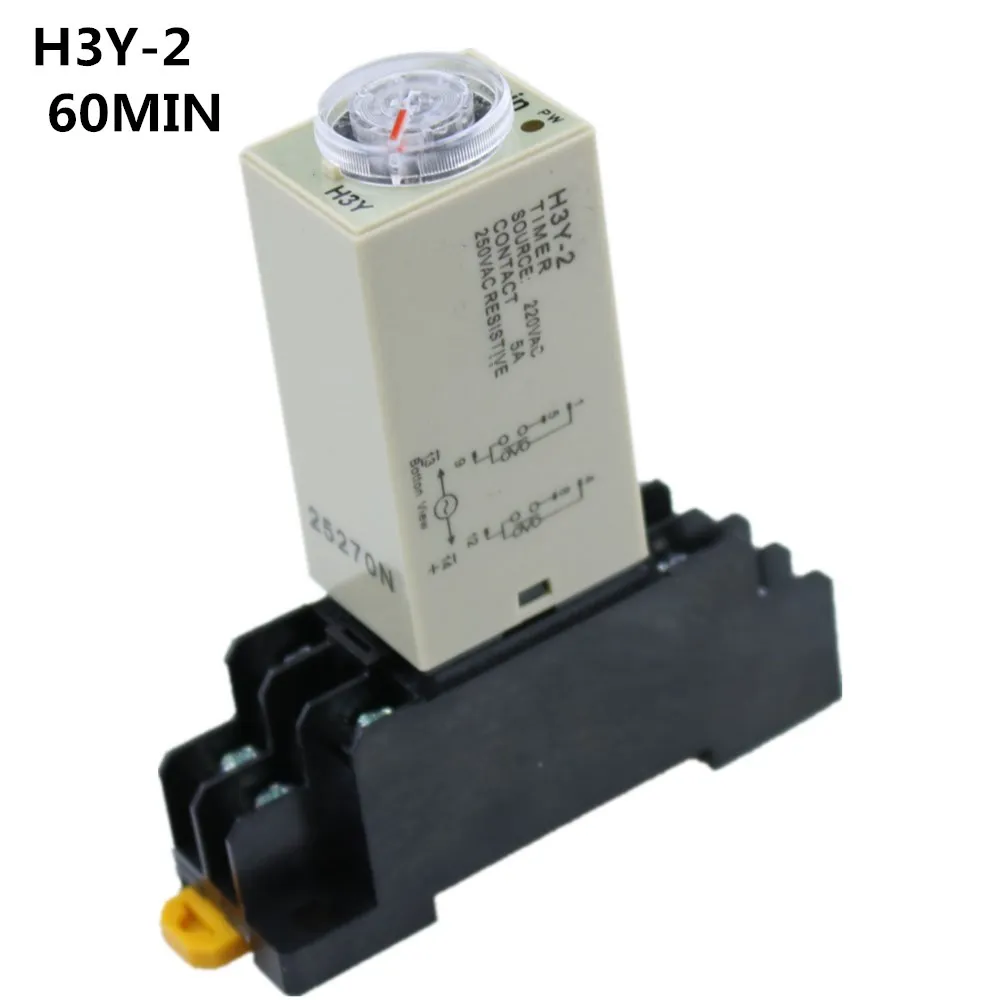 H3Y 2 AC 110V Delay Timer Time Relay 0 60 Minute with Base|time relay ...