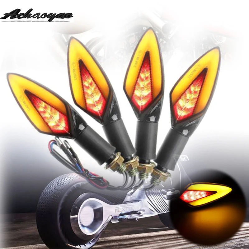 LED two color light guide V shaped motorcycle turn signal turn ...