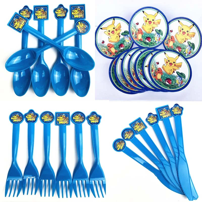 Kids Happy Birthday Party Decorations Pikachu Disposable Paper Plates ...