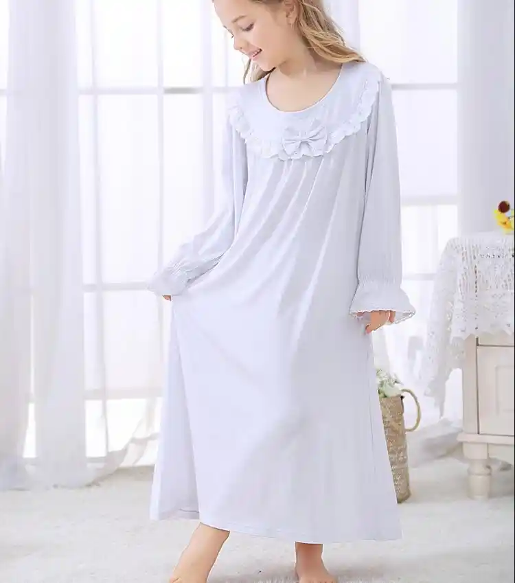 Girls Vintage Nightgown Girls' Cotton Princess Nightdress - Long Sleeve ...