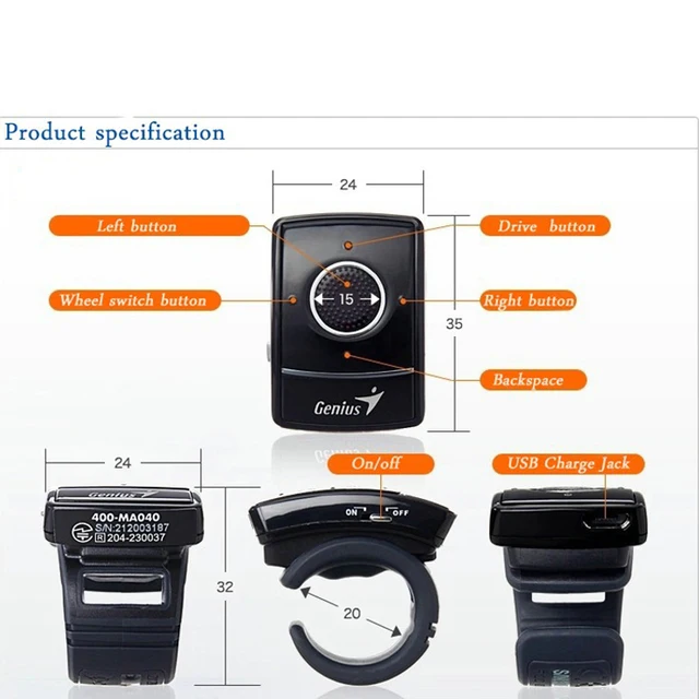 Smart 2.4G wireless Finger Ring mouse with Ring Presenter Function for ...