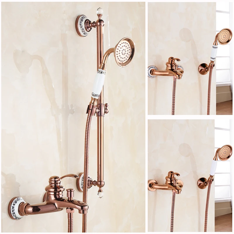 Factory Promotion Luxury Rose gold Shower Set Faucet with Single Lever ...