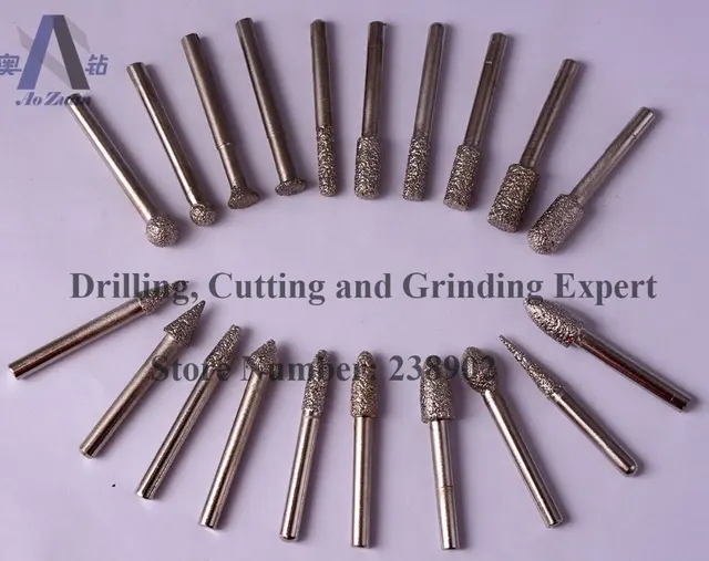 20 in 1 Vacuum Brazed Grit 60 Diamond Points CNC Engraving Bit Burs ...