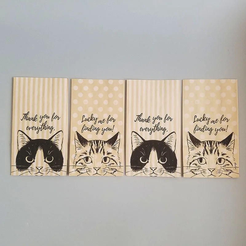 10Pcs Kraft Paper Bag Gift Cat Candy Cookies Wedding Packing Birthday ...