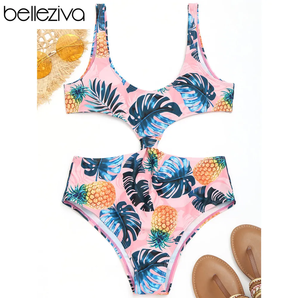 Buy Belleziva Women Sexy Cut Out Palm Leaf Print One