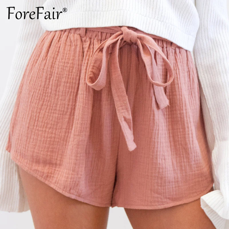 Forefair Elegant Wide Leg Shorts For Women Drawstring Cotton Short ...