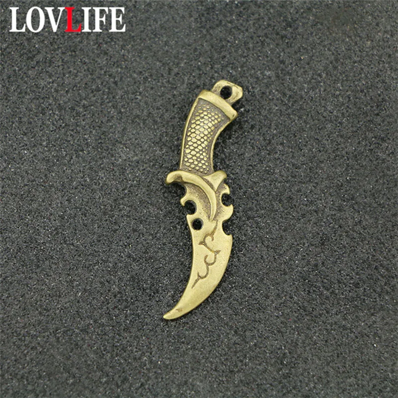 Vintage Brass Dagger Key Pendant Pure Copper Machete Knife Keychain ...
